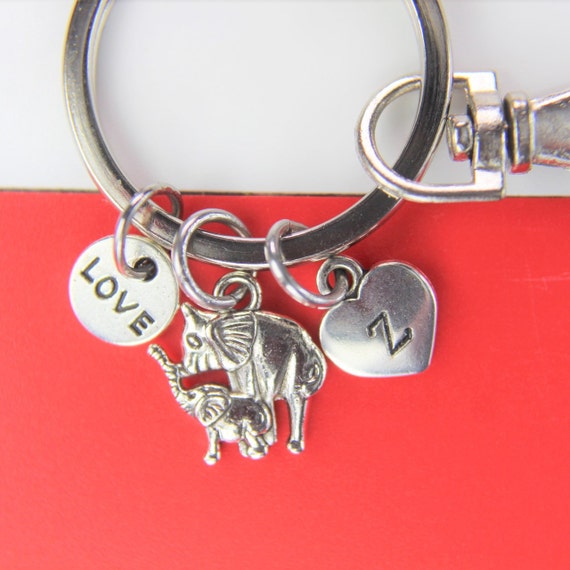 Elephant Charm Silver Elephant and Baby Charm Keyring | Etsy