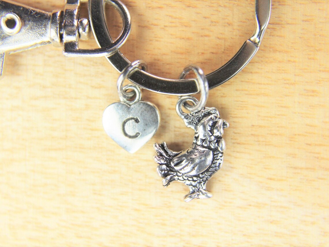 Chicken Keychain Silver Chicken Charm Chicken Charm Chicken | Etsy