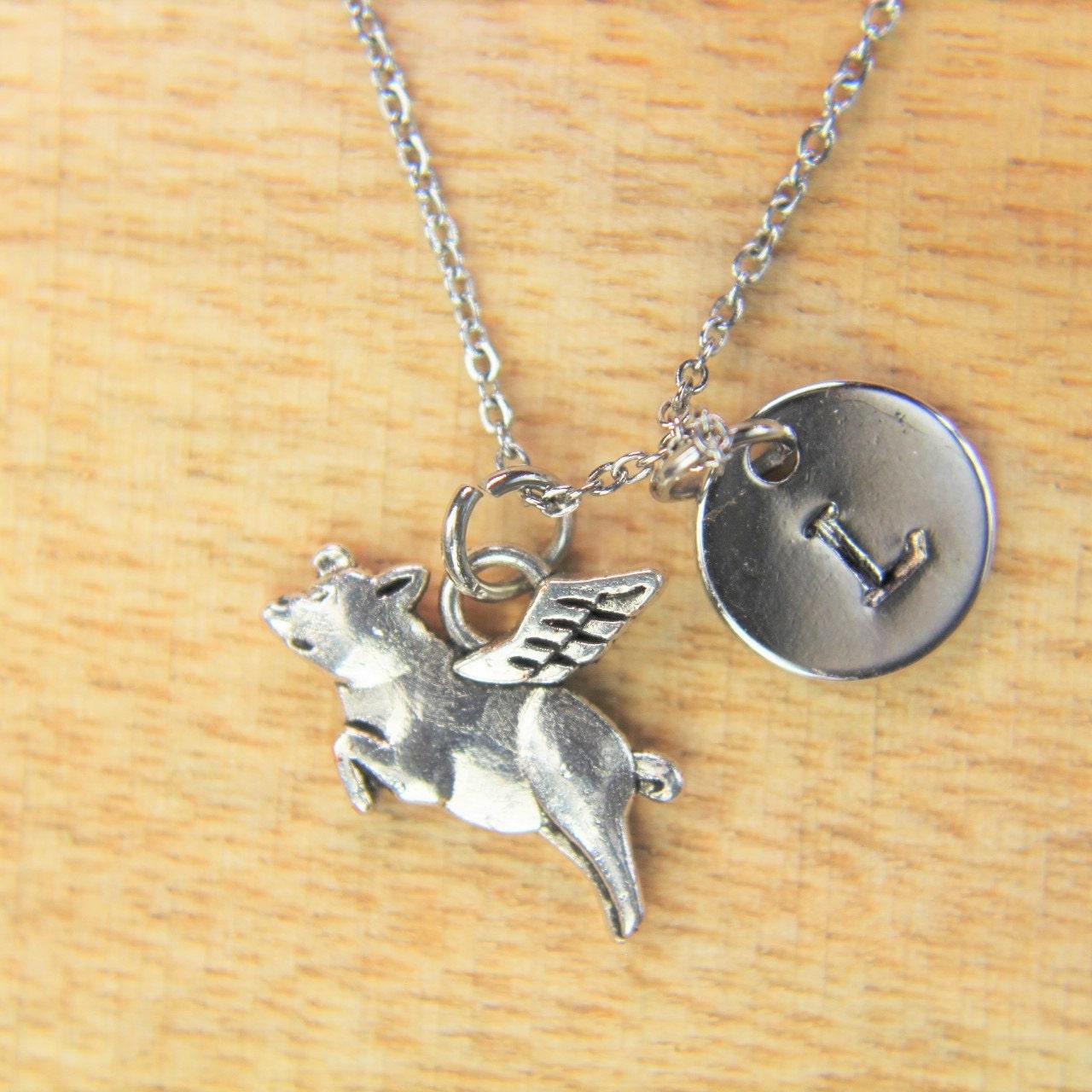 Silver Flying Pig Charm Necklace Animal Charm Pet Gift Flying - Etsy