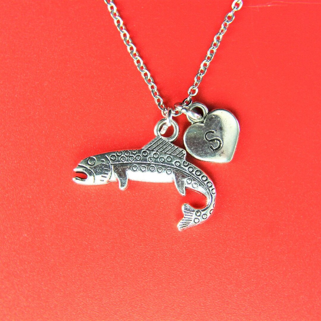 Christmas Gift Bass Fish Charm Silver Fish Charm Necklace Fishman Gift ...