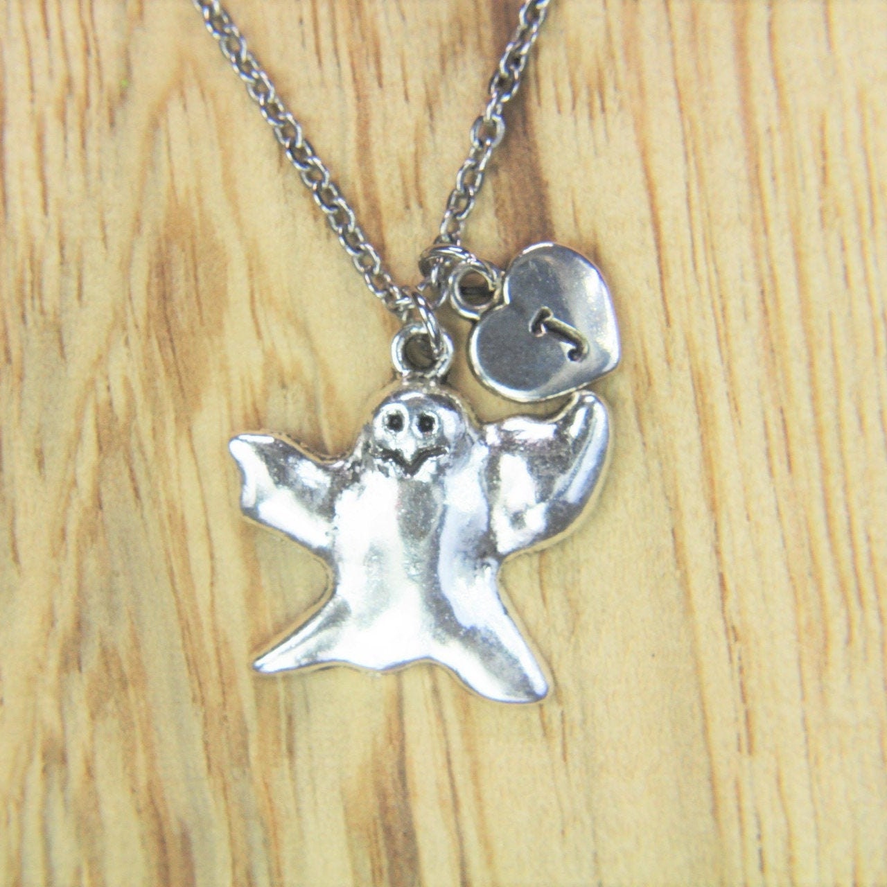 Silver Halloween Ghost Charm Necklace Ghost Necklace Halloween Jewelry ...