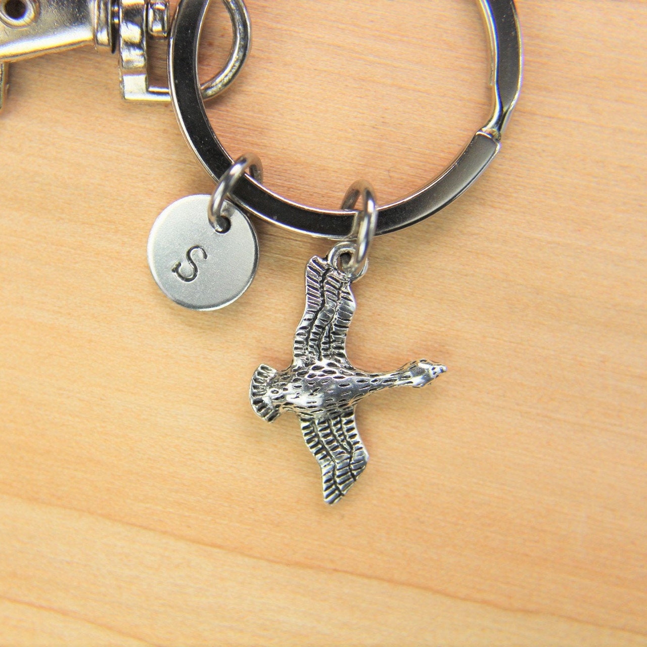 Silver Goose Charm Keychain Flying Bird Charm Keychain Duck - Etsy