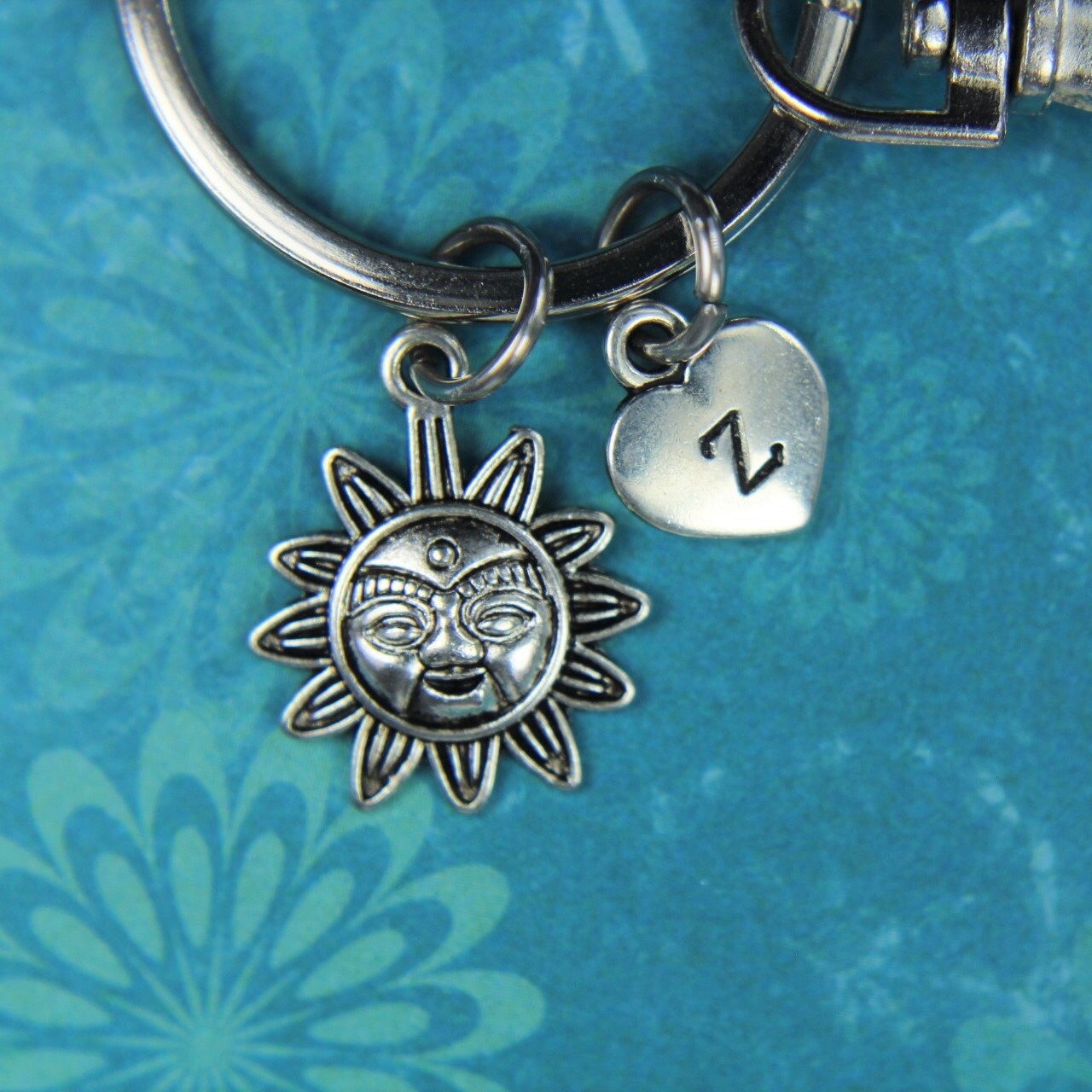 Silver Sun Charm Keychains Sun Smiling Charm Keychain Face | Etsy