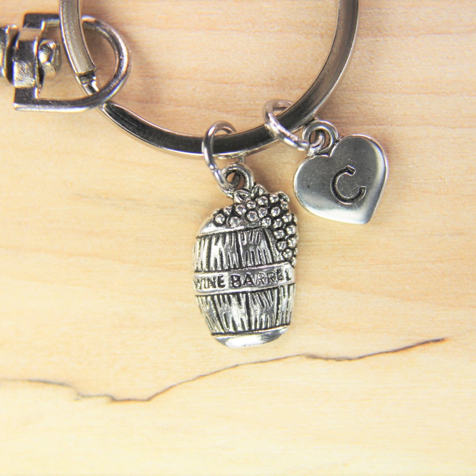 Silver Wine Barrel Charm Keychain Beer Bucket Charm Keychain Wine ...