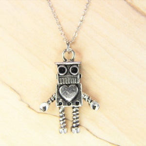 Silver Robot Charm Necklace Robot Necklace Robot Gift Engineer Gift ...