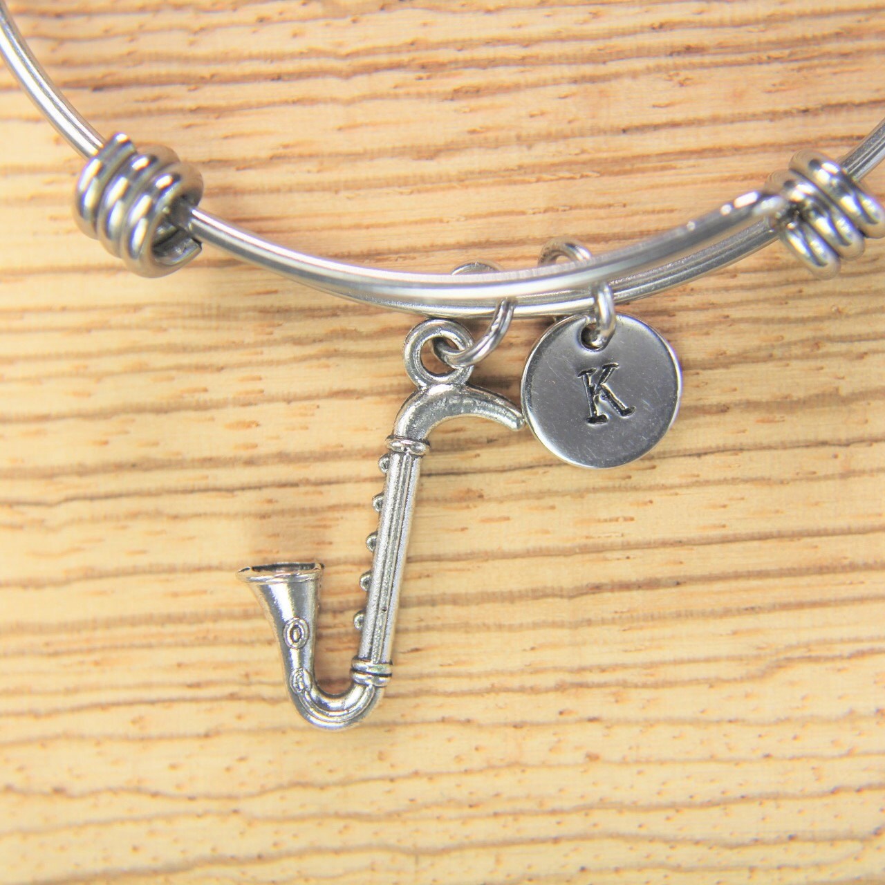 Saxophone Charm Bracelet Silver Saxophone Charm Bangle Saxophone Gift ...