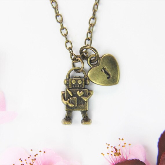 Bronze Robot Charm Engineer Jewelry Engineer Necklace Robot | Etsy