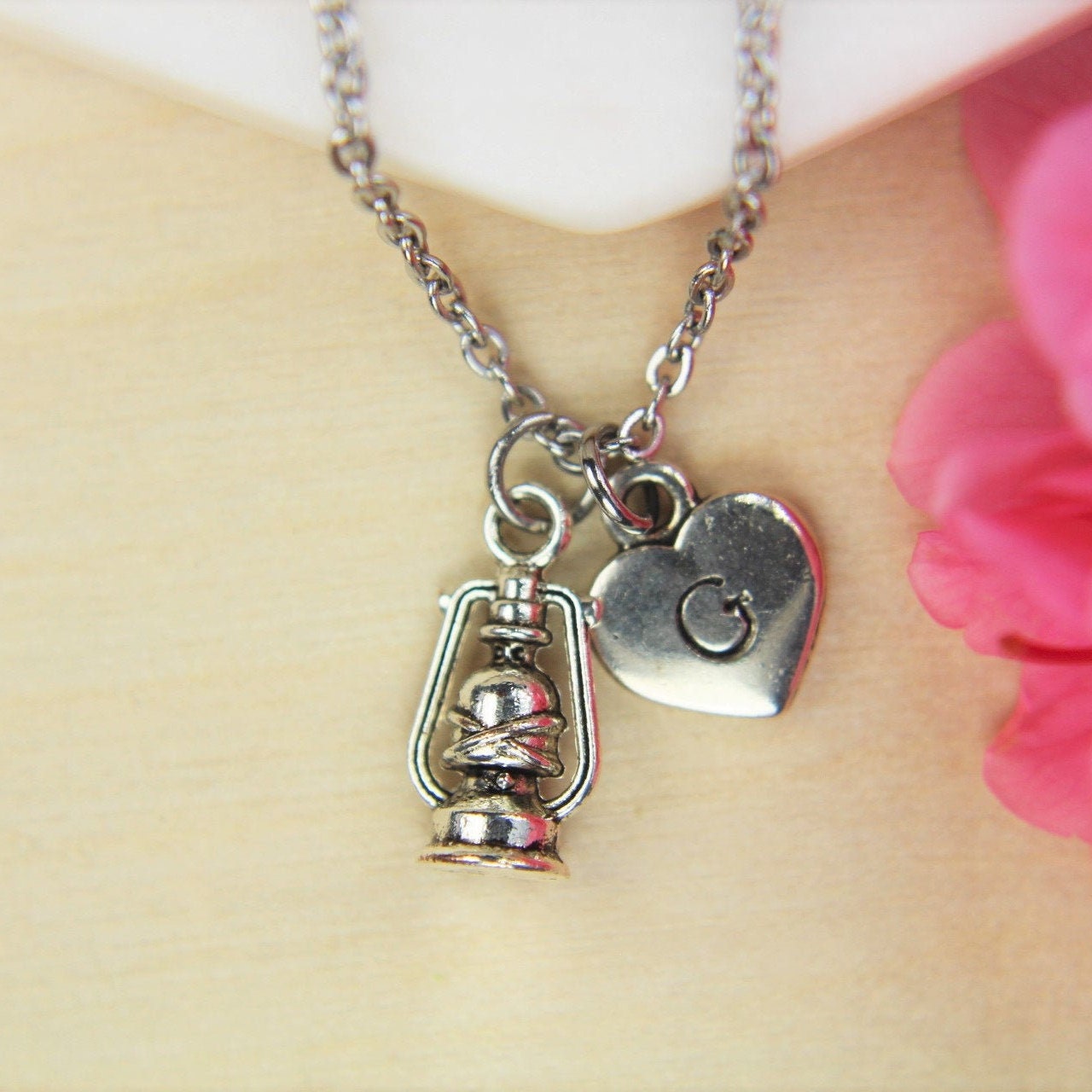 Lantern Necklace Silver Lantern Charm Necklace Personalized | Etsy