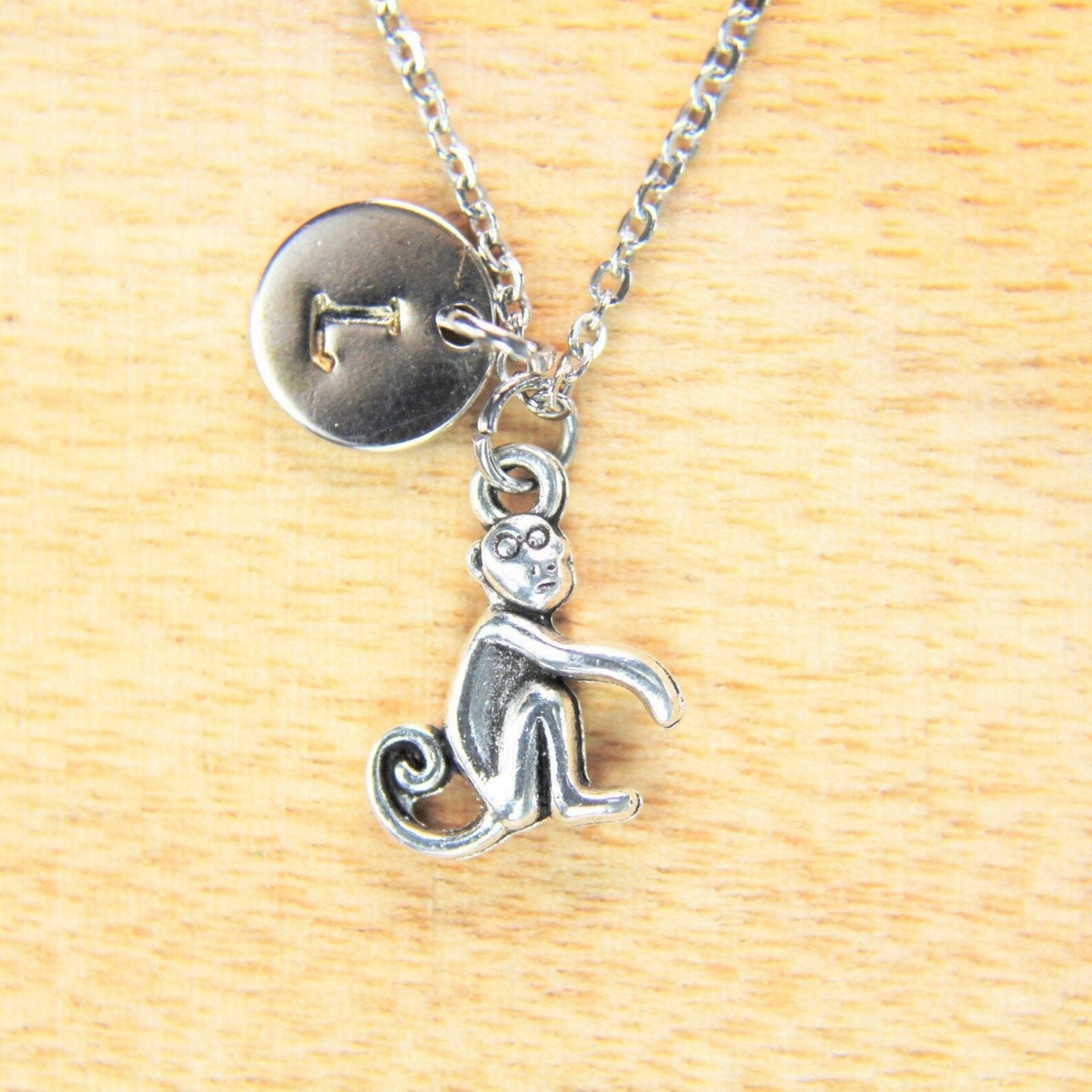 Monkey Necklace Silver Monkey Charm Necklace Mild Monkey Gift Cute ...