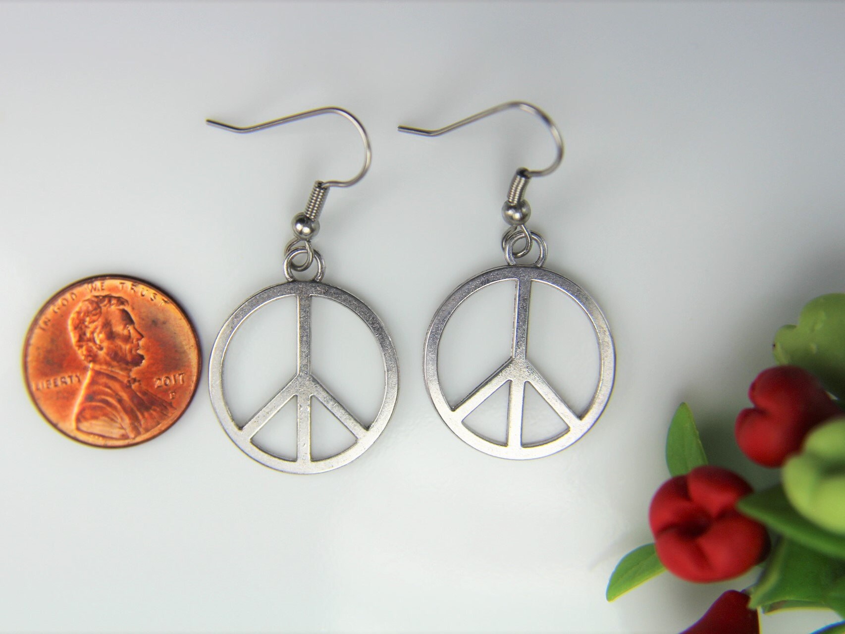Sliver Peace Sign Earrings Peace Sign Earrings Peace Sing - Etsy
