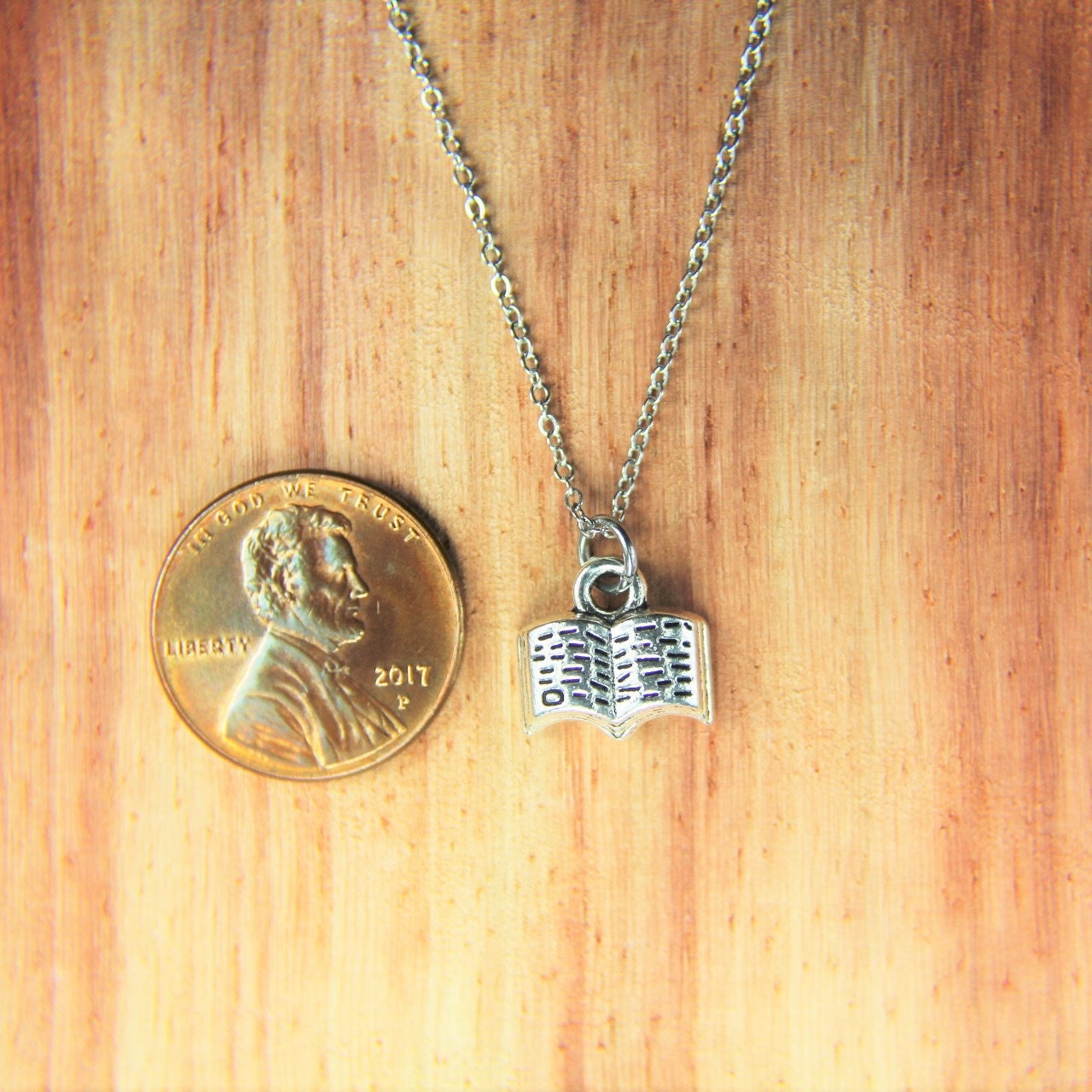 Silver Open Book Charm Necklace Open Book Necklace Open Book | Etsy