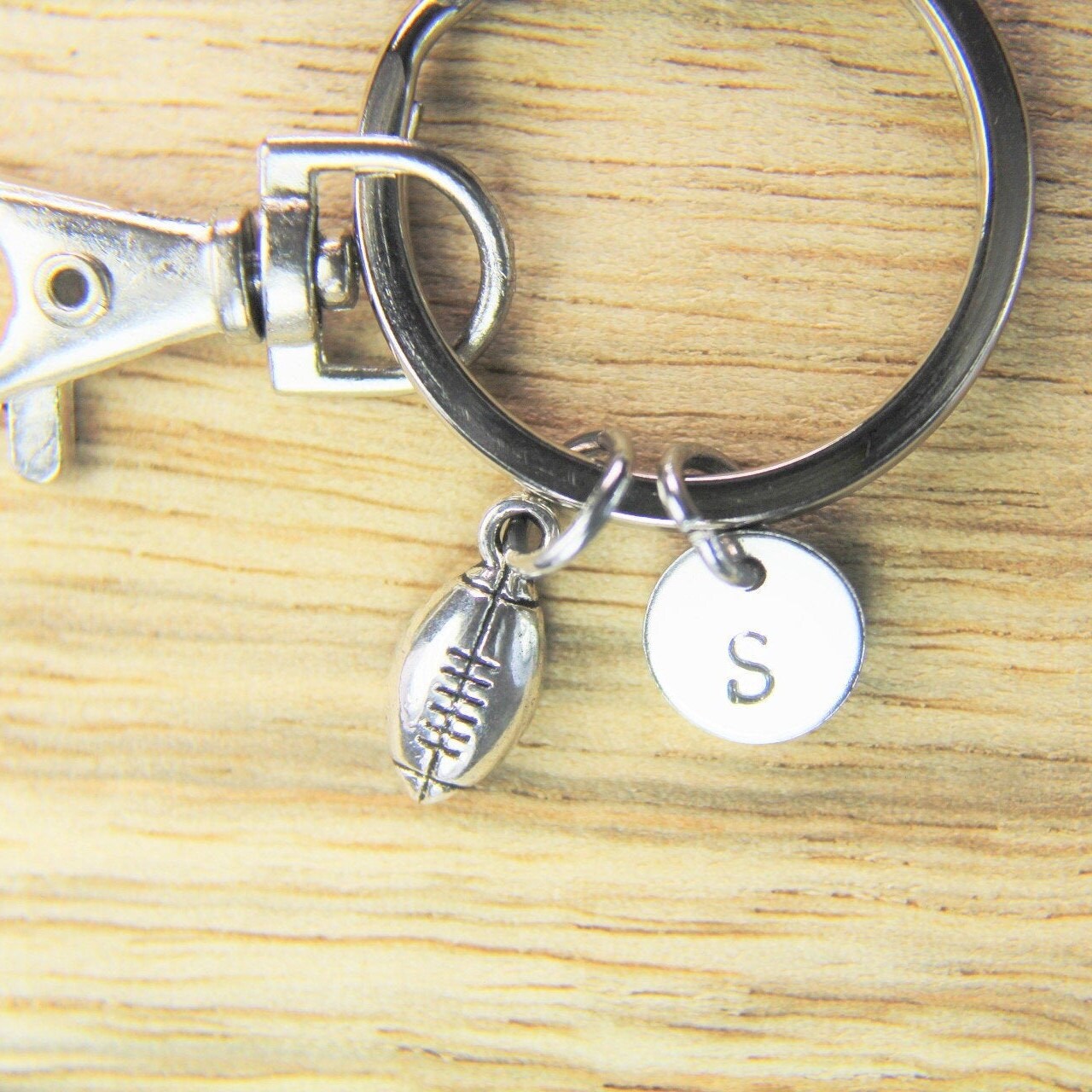 Silver Football Charm Keychain Football Keychain Football Key - Etsy.de