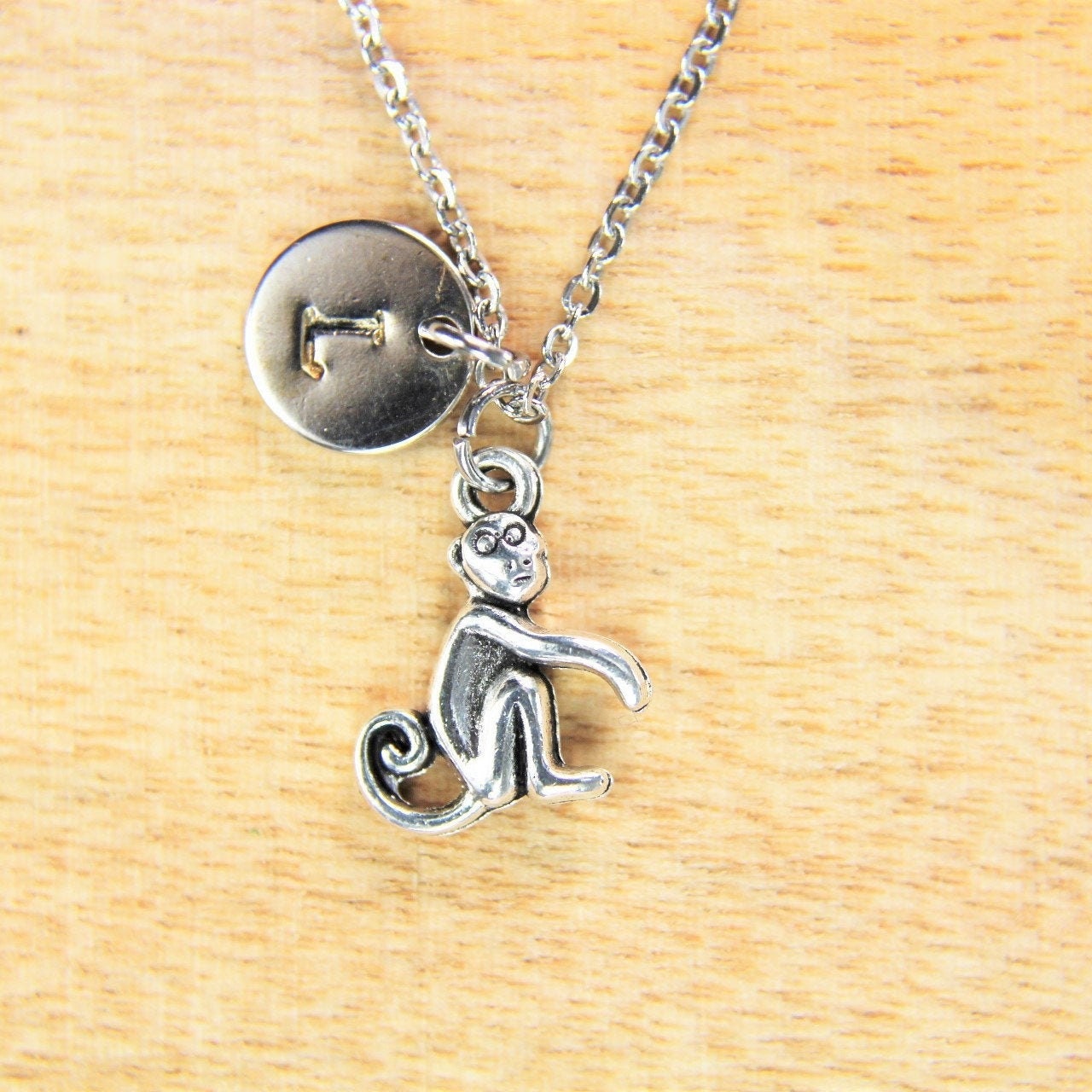 Monkey Necklace Silver Monkey Charm Necklace Mild Monkey Gift Cute ...