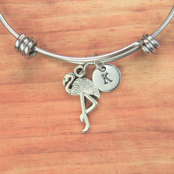 Flamingo Bracelet Silver Flamingo Charm Bangle Flamingo Shape | Etsy