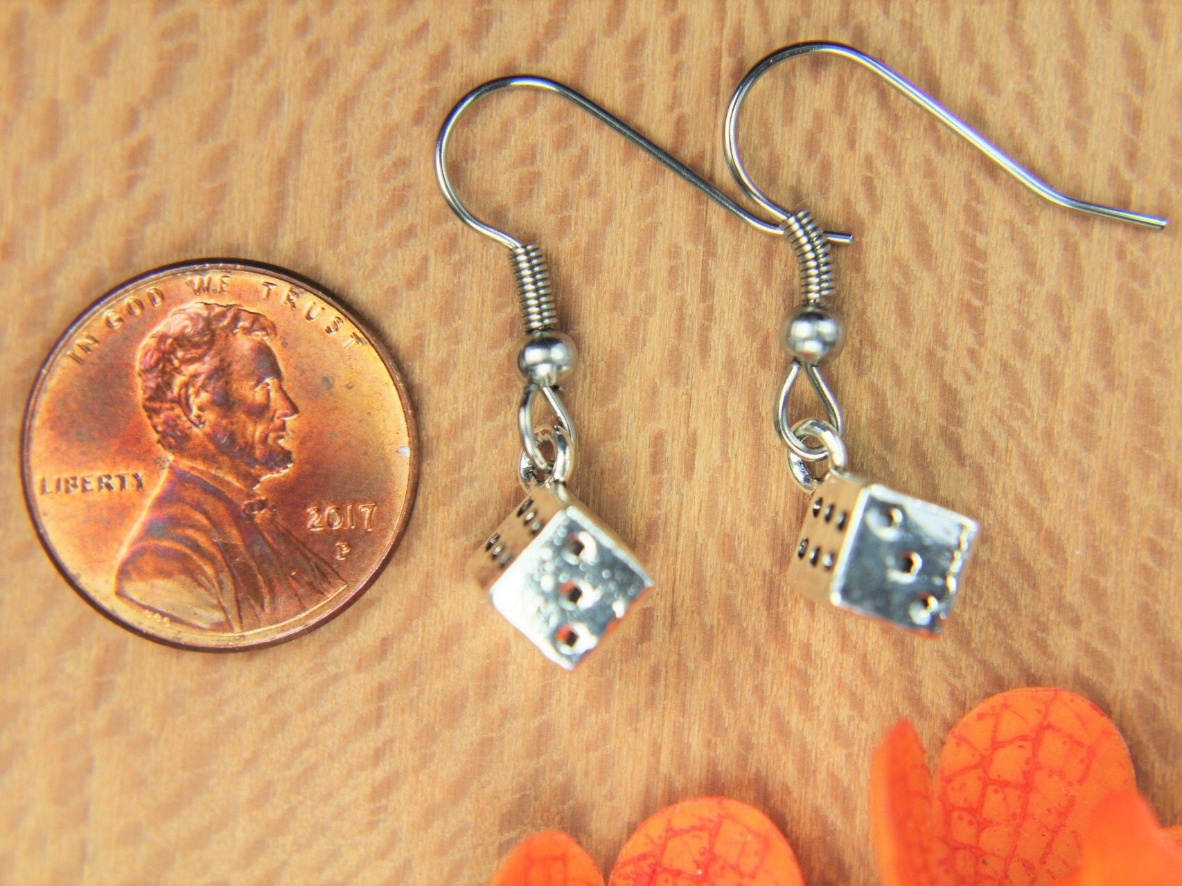 Dice Earrings Silver Dice Charm Earrings Lucky Dice Charm | Etsy