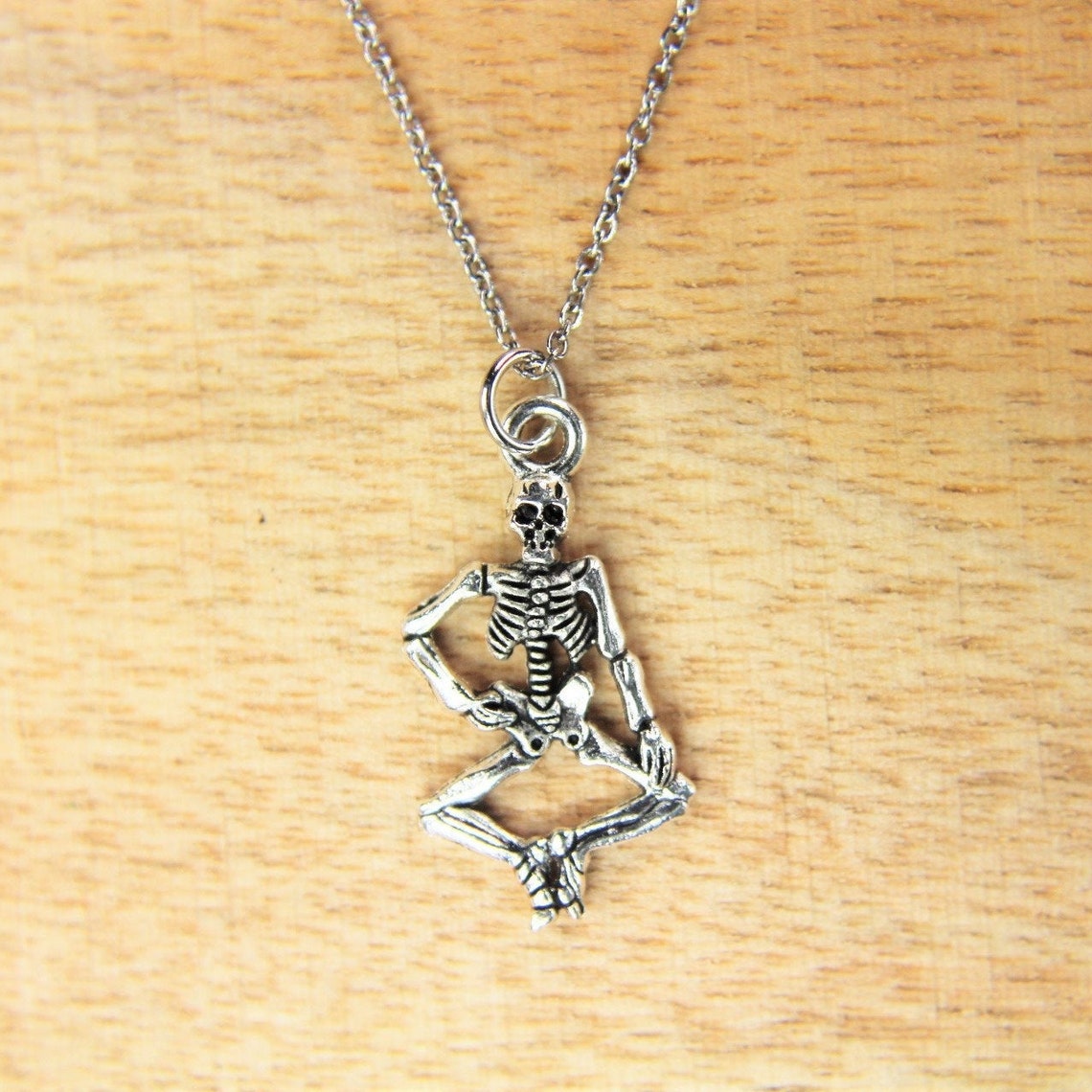 Skeleton for Halloween Necklace Silver Skeleton Charm Necklace - Etsy