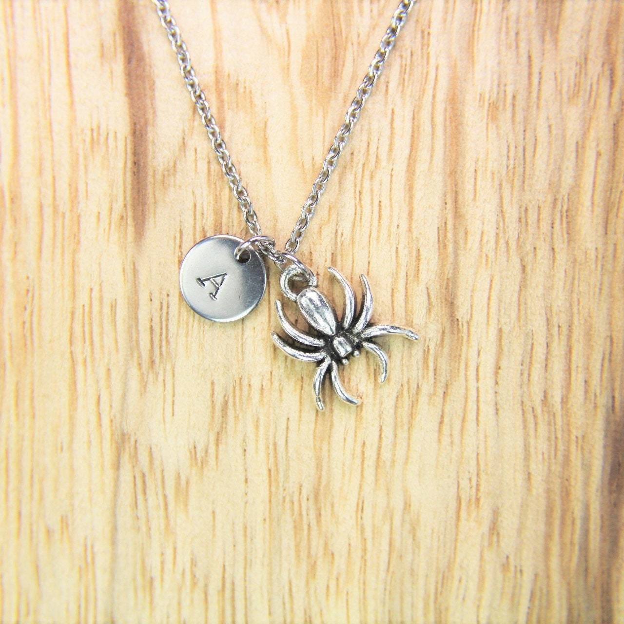 Spider Necklace Silver Spider Charm Necklace Spider Pendant ...
