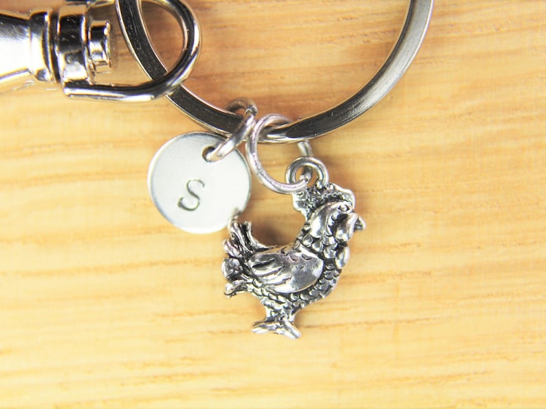 Chicken Keychain Silver Chicken Charm Chicken Charm Chicken | Etsy