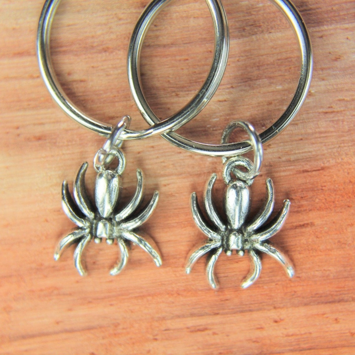 Set of 2 Silver Spider Charm Keychain Spider Keychain Spider | Etsy