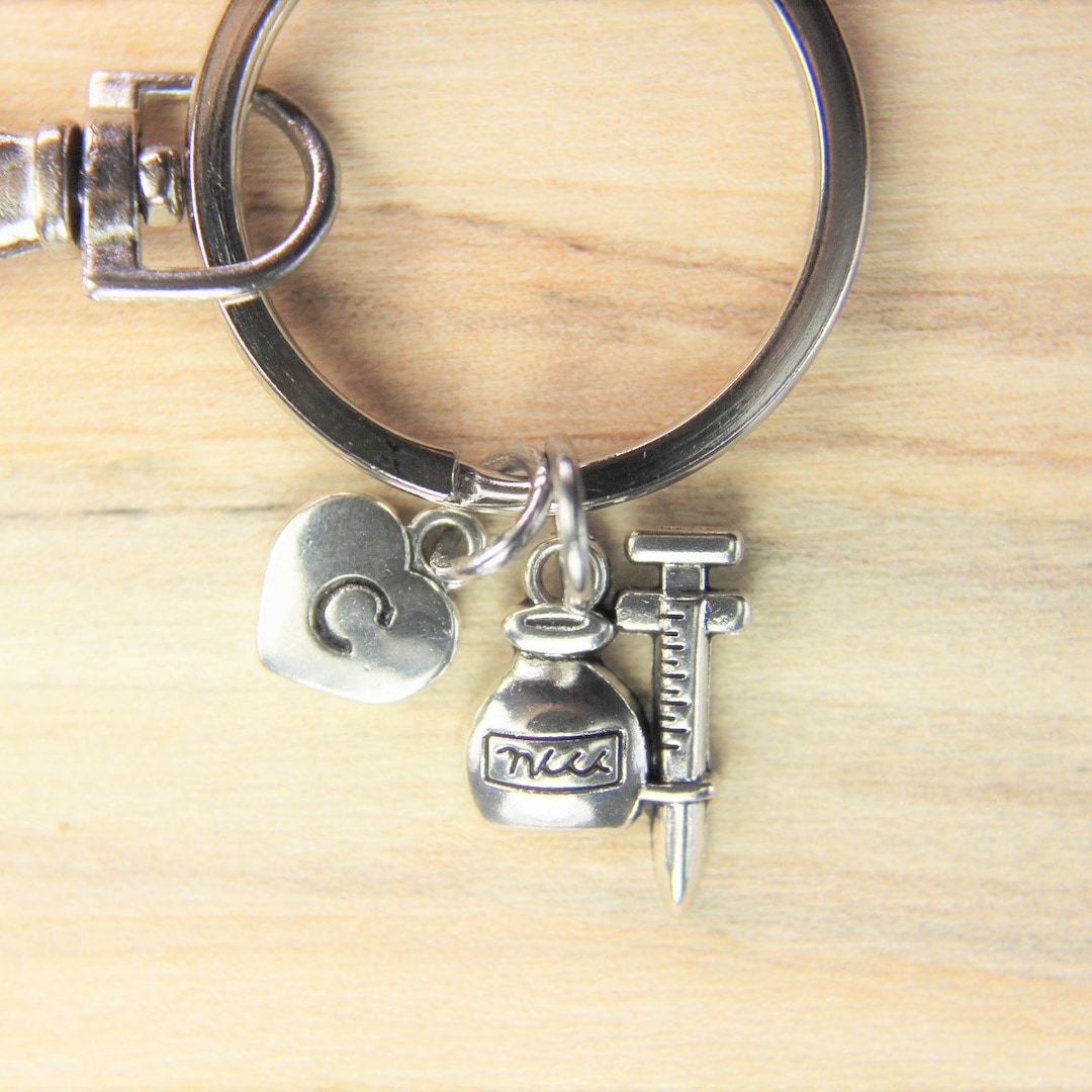 Silver Syringe Charm Keyrings Syringe Charm Doctor Nurse Medical ...