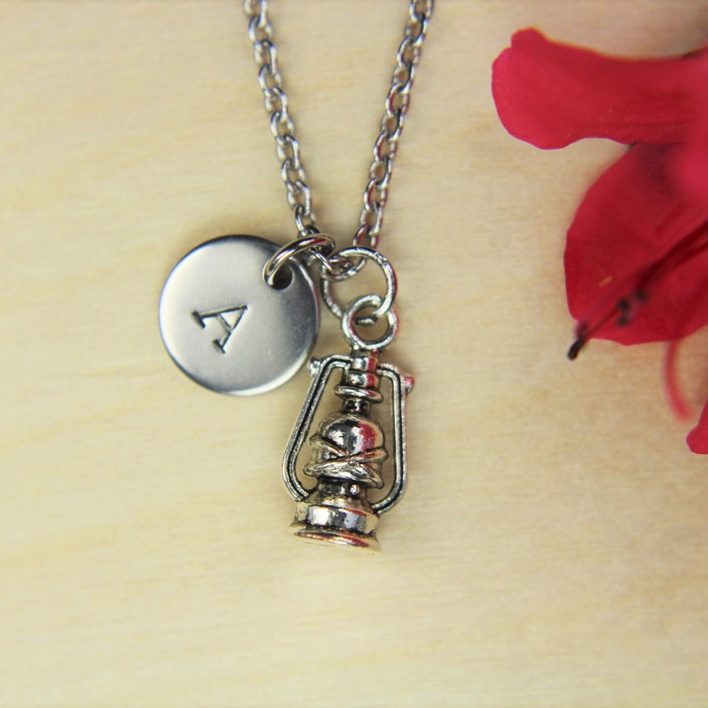 Lantern Necklace Silver Lantern Charm Necklace Personalized Necklace ...
