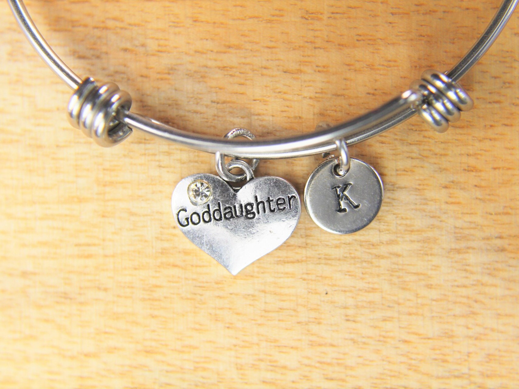 Goddaughter Bracelet Silver Goddaugther Charm Bangle Daughter Jewelry ...