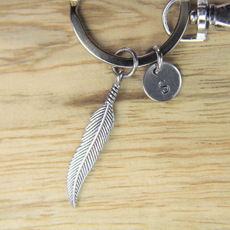 Silver Feather Charm Keychain Christmas Charm Feather Keychain | Etsy