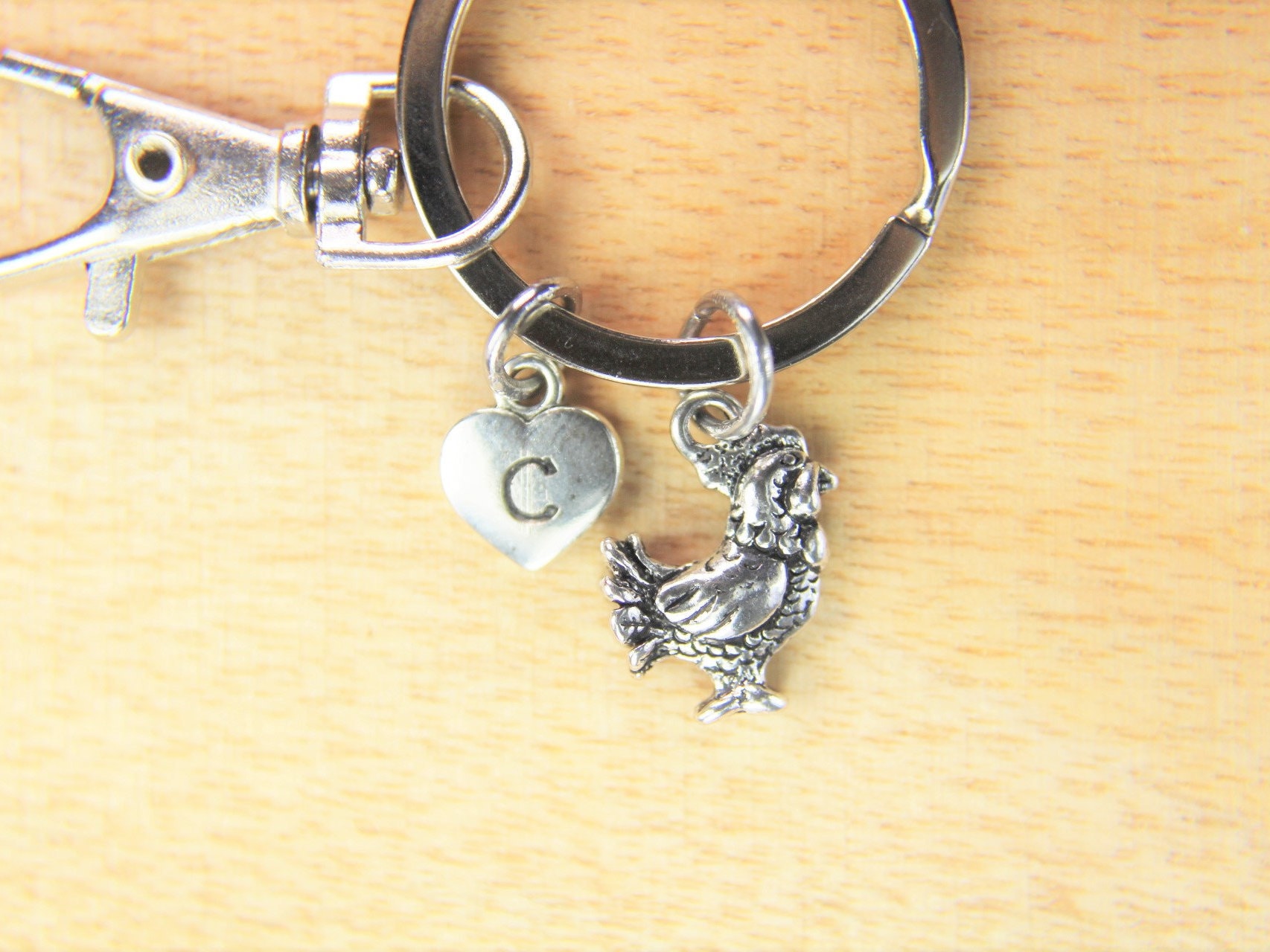 Chicken Keychain Silver Chicken Charm Chicken Charm Chicken - Etsy