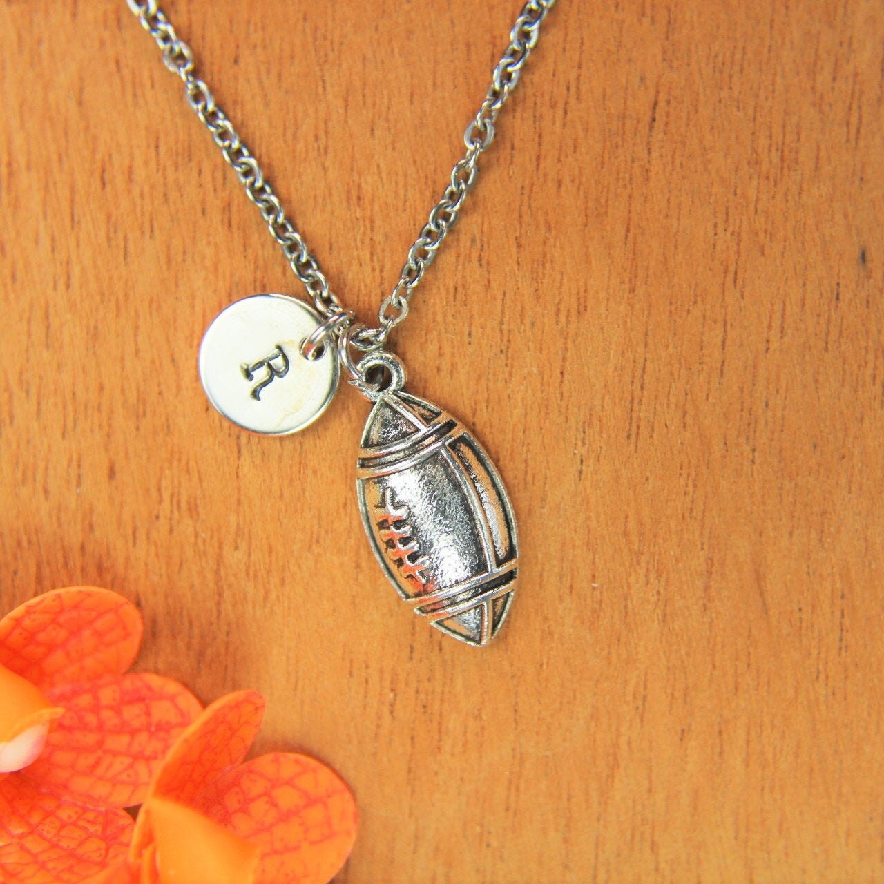 Rugby Necklace Silver Rugby Charm Necklace Sport Gift | Etsy