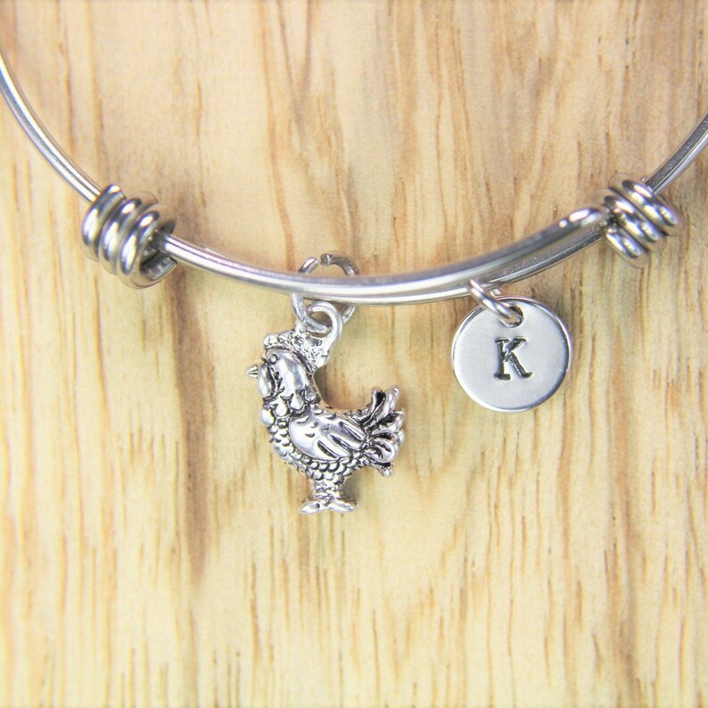 Chicken Bracelet Silver Chicken Charm Bangle Chicken Charm Hen - Etsy ...