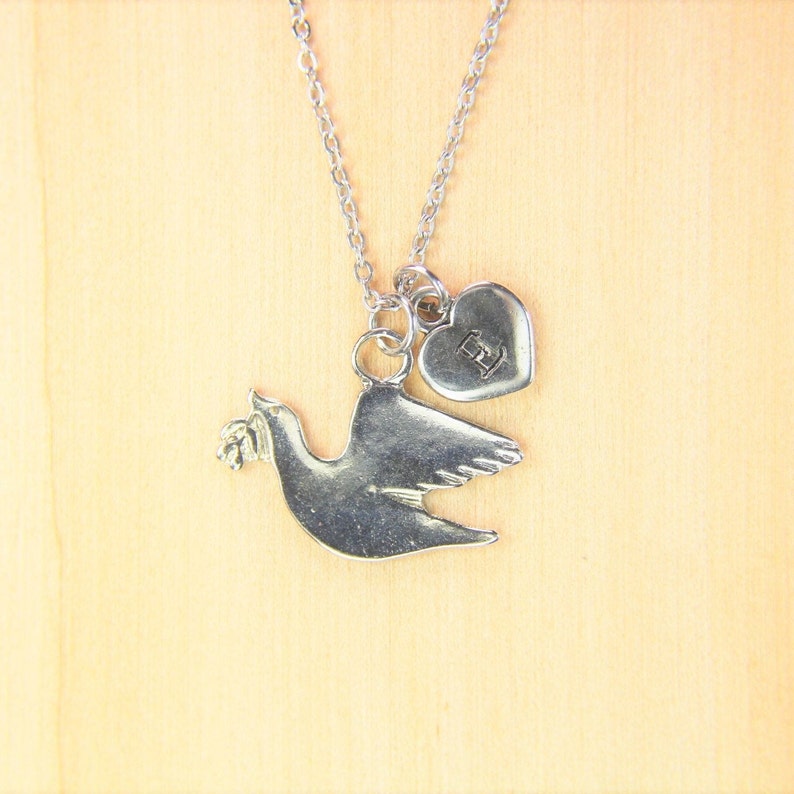 Silver Peace Dove Necklace Dove Charm Necklace Bird Charm - Etsy
