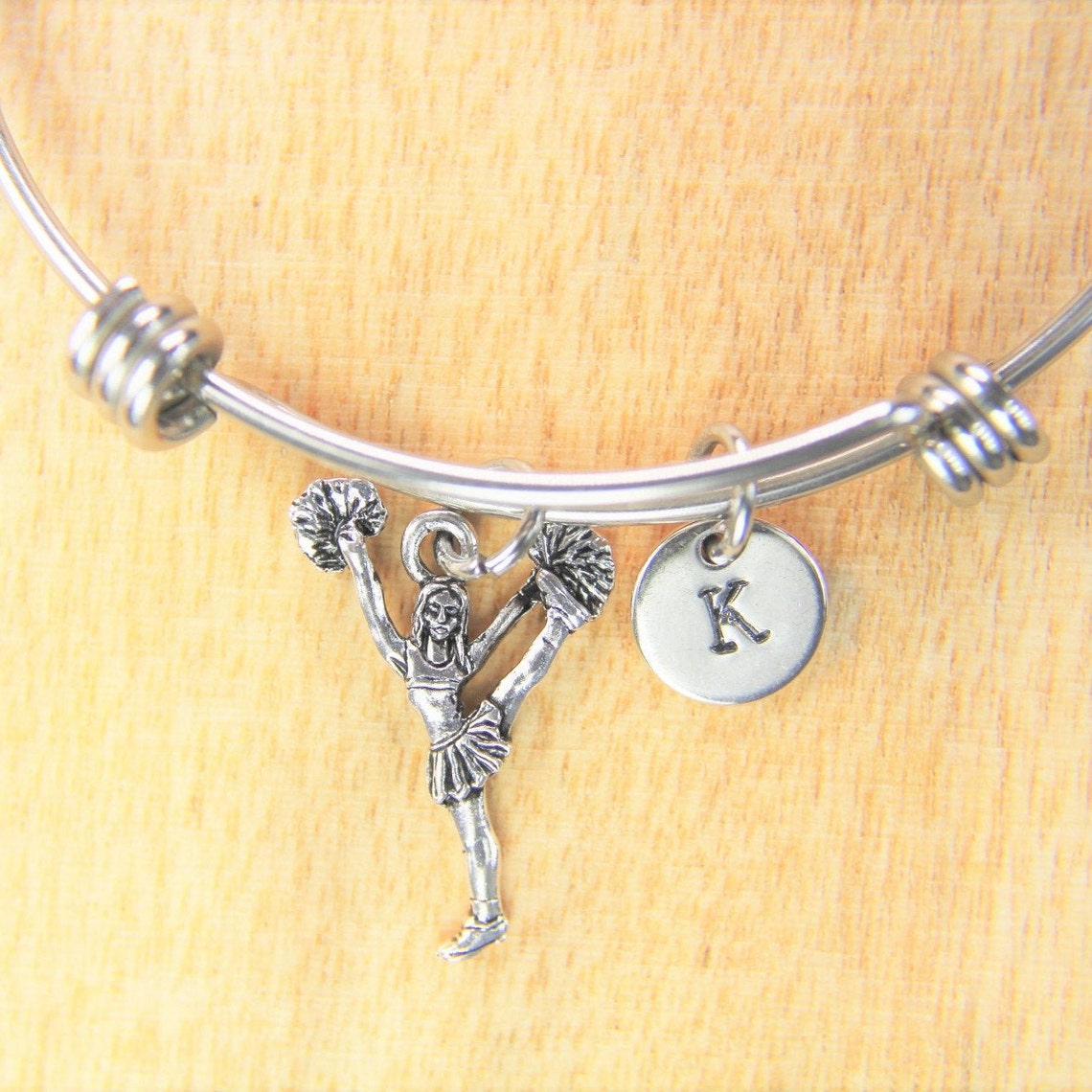 Cheering Charm Bracelet Silver Cheering Charm Bangle Cheering Gift ...