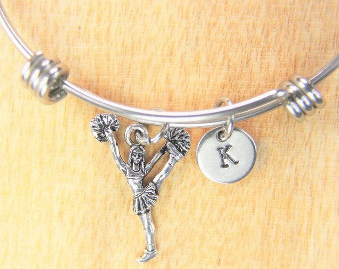 Cheering Charm Bracelet Silver Cheering Charm Bangle Cheering Gift Cheering Jewelry Cheer Gift ...
