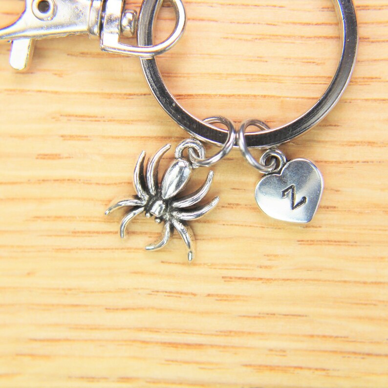 Spider Charm Keychain Silver Spider Charm Keychain Spider | Etsy
