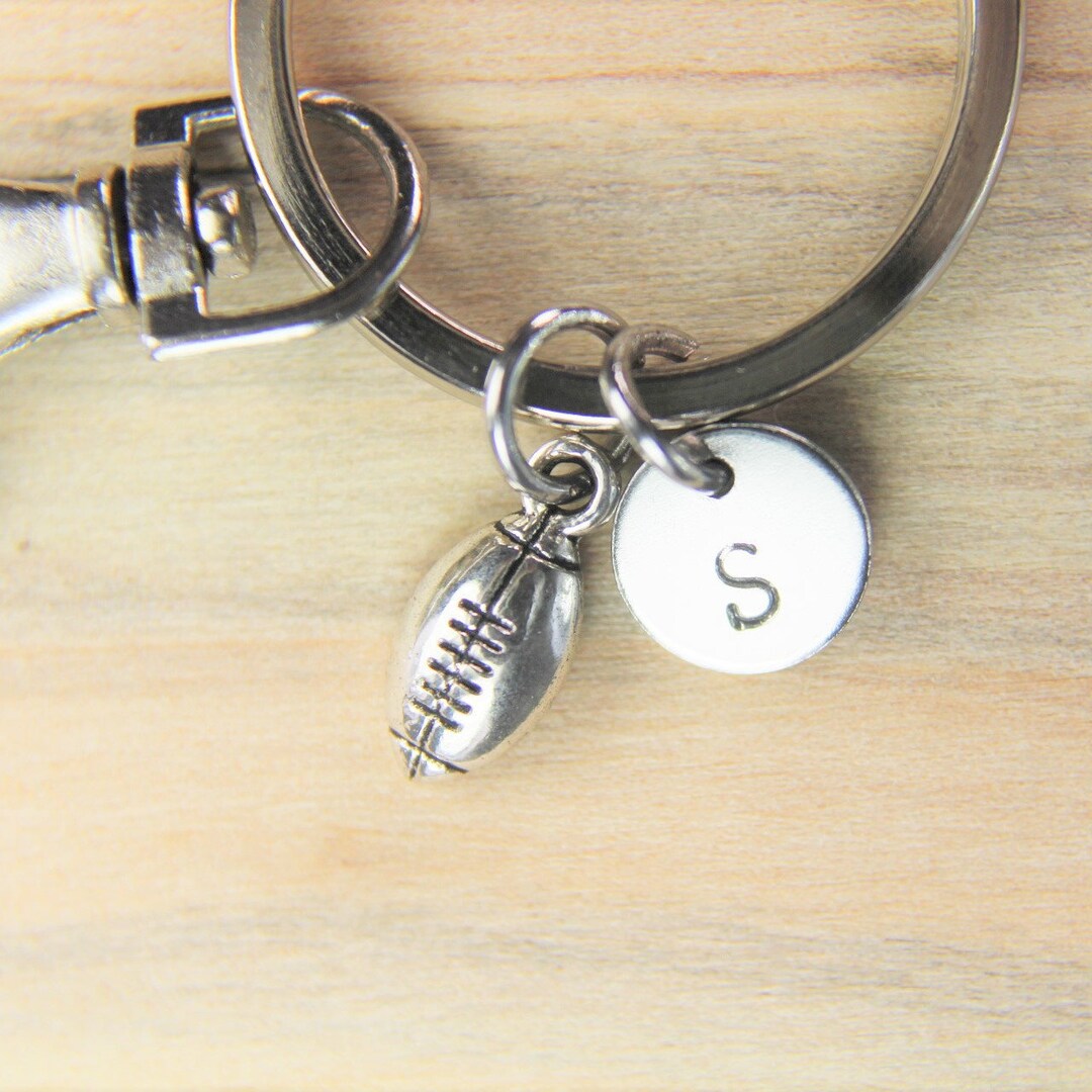 Silver Football Charm Keychain Football Keychain Football Key ring ...