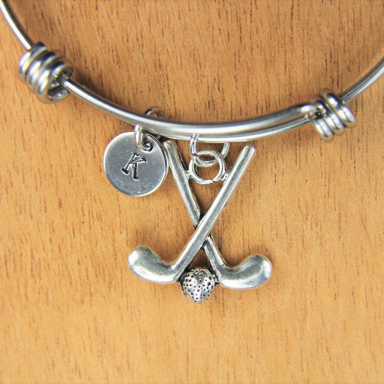 Golf Club Bangle Golf Club Bracelet Golf Club and Ball Charm - Etsy