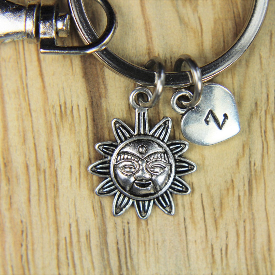 Silver Sun Charm Keychains Sun Smiling Charm Keychain Face Pendant Sun ...