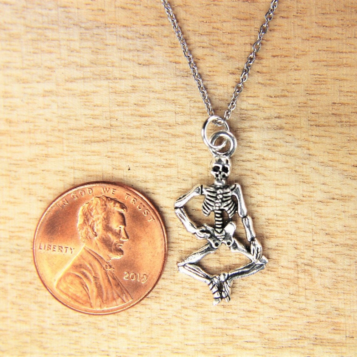 Skeleton for Halloween Necklace Silver Skeleton Charm Necklace - Etsy