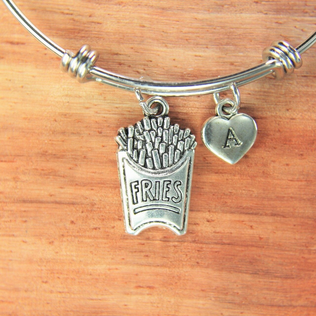 Silver French Fries Charm Bangle Potato Chips Charm French - Etsy
