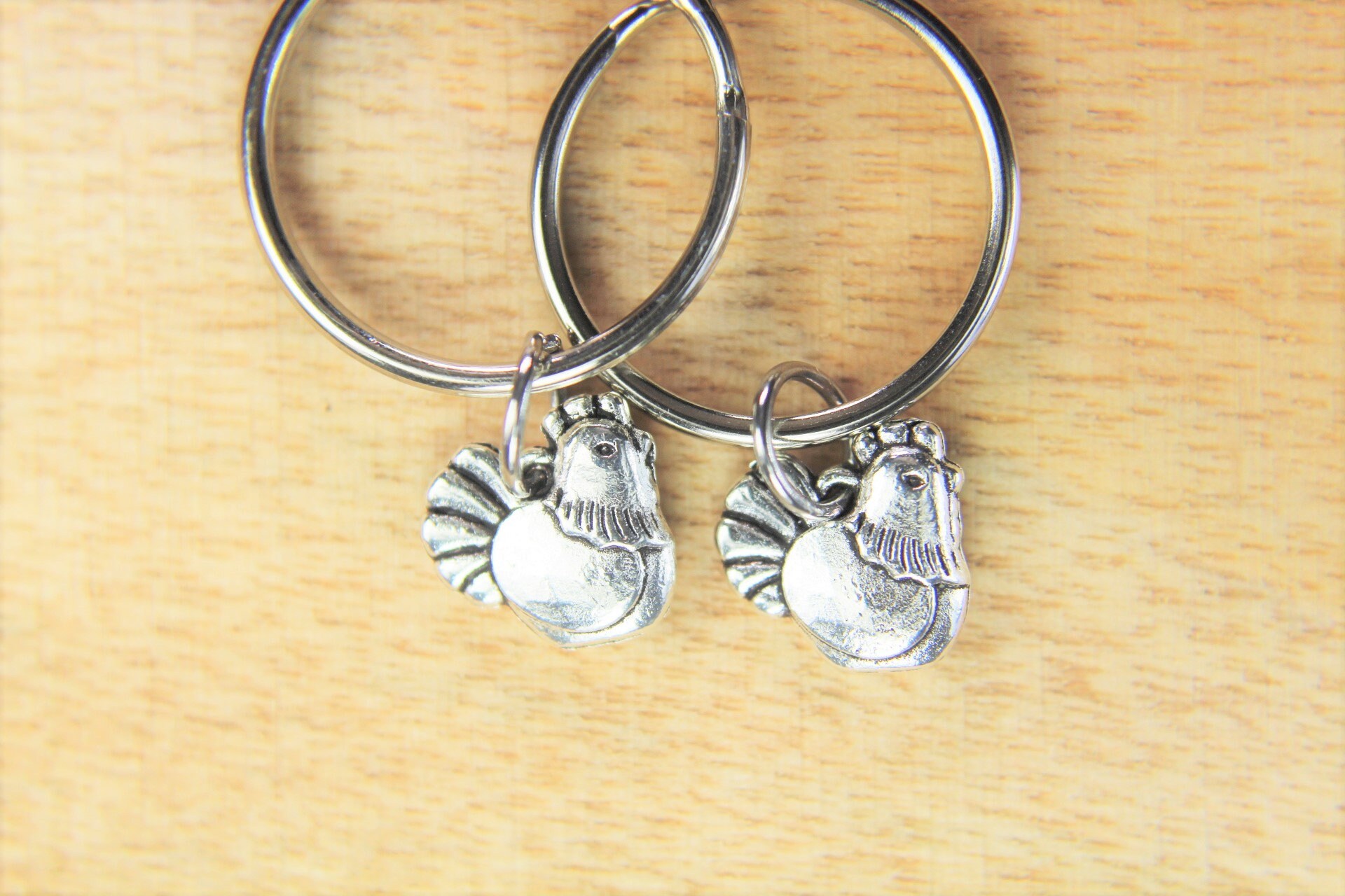 Set of 2 Silver Chicken Charm Keychain Chicken Keychain Hen | Etsy