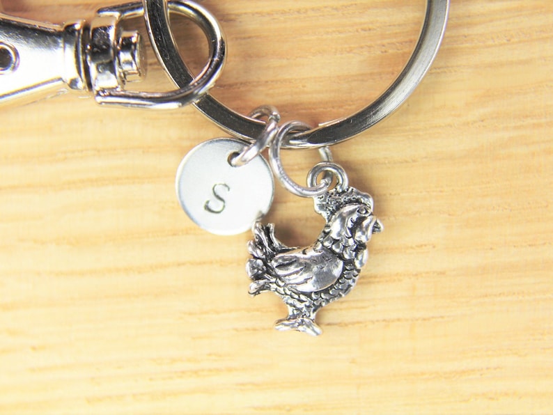 Chicken Keychain Silver Chicken Charm Chicken Charm Chicken | Etsy