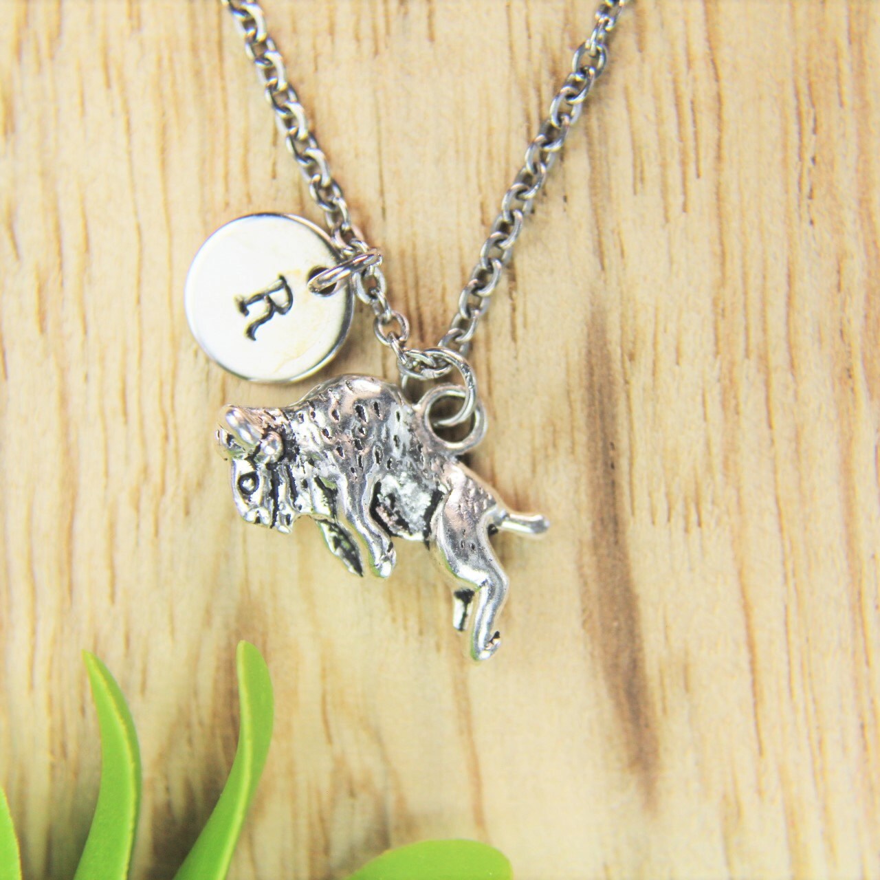 Bison Necklace Silver Buffalo Charm Necklace Animal Charm | Etsy