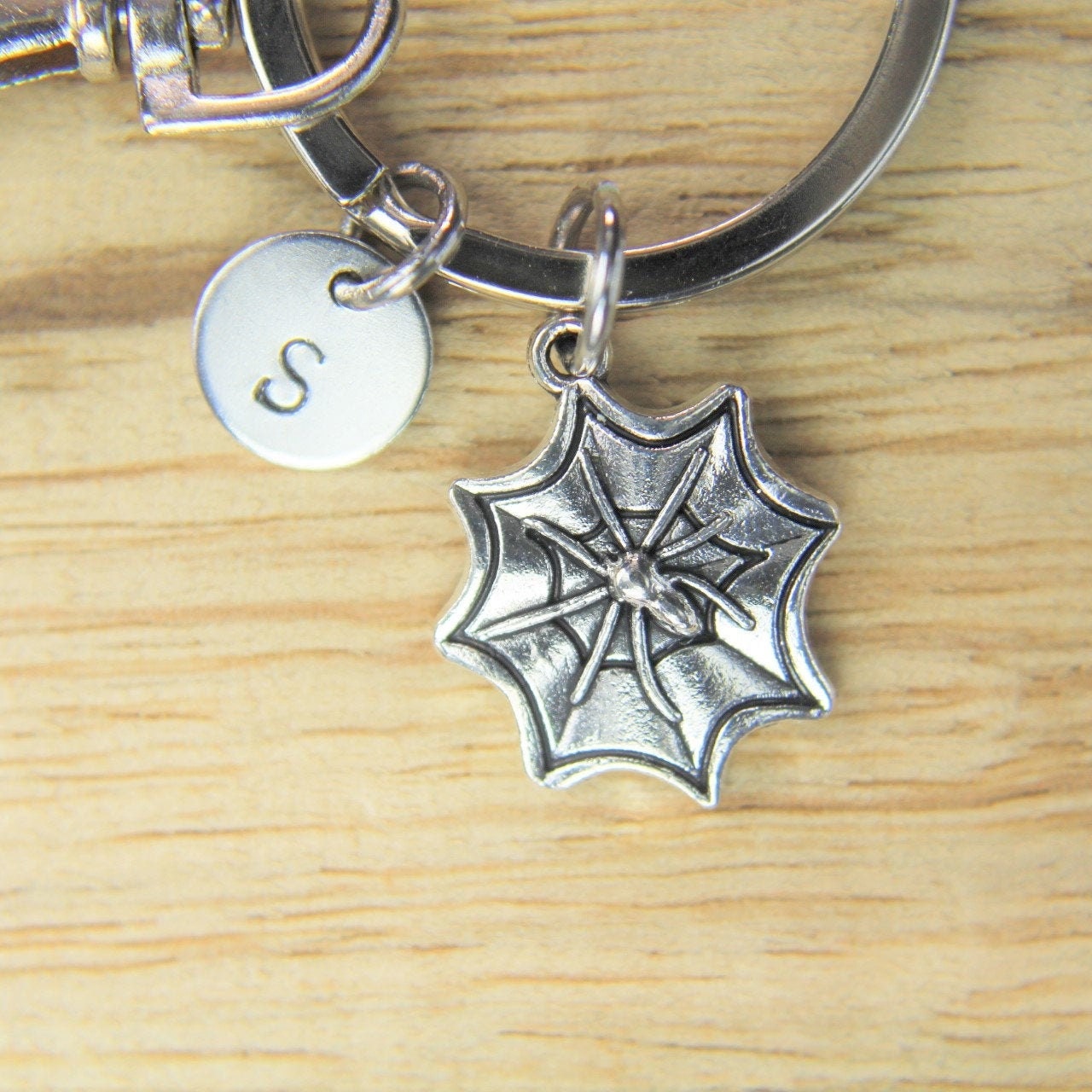 Silver Spider Web Charm Keychain Spider Jewelry Halloween | Etsy