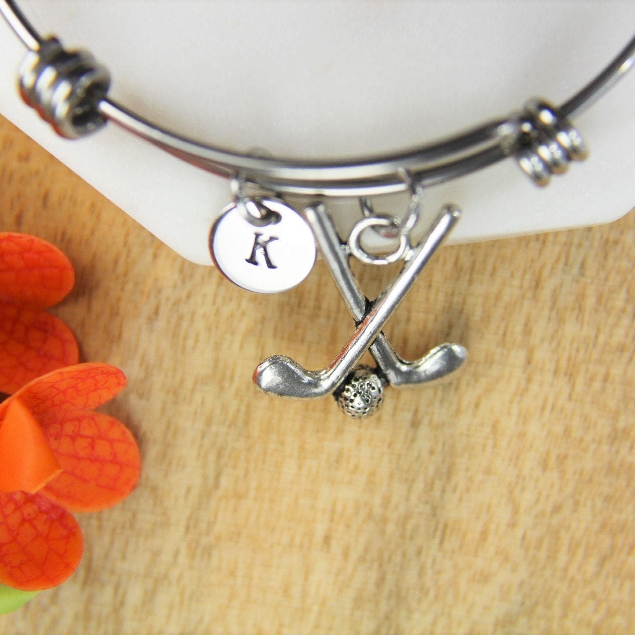 Golf Club Bangle Golf Club Bracelet Golf Club and Ball Charm - Etsy