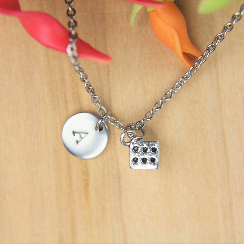 Dice Necklace Silver Dice Charm Necklace Gambling Pendant | Etsy