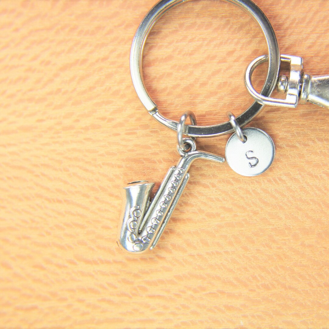 Music Gift Saxophone Keychain Saxophone Key Ring Silver Saxophone Charm ...