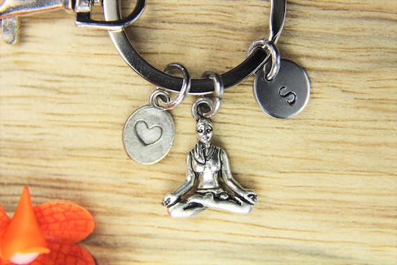 Yoga Keychain Silver Yoga Charm Keychain Yogi Charm Love Gift | Etsy
