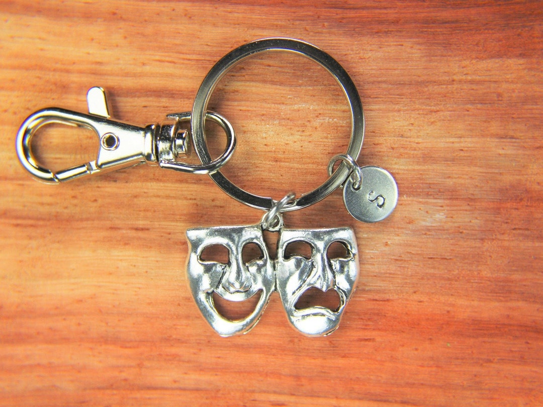Silver Comedy Tragedy Mask Charm Keychain Mask Charm Keychain Theatre ...