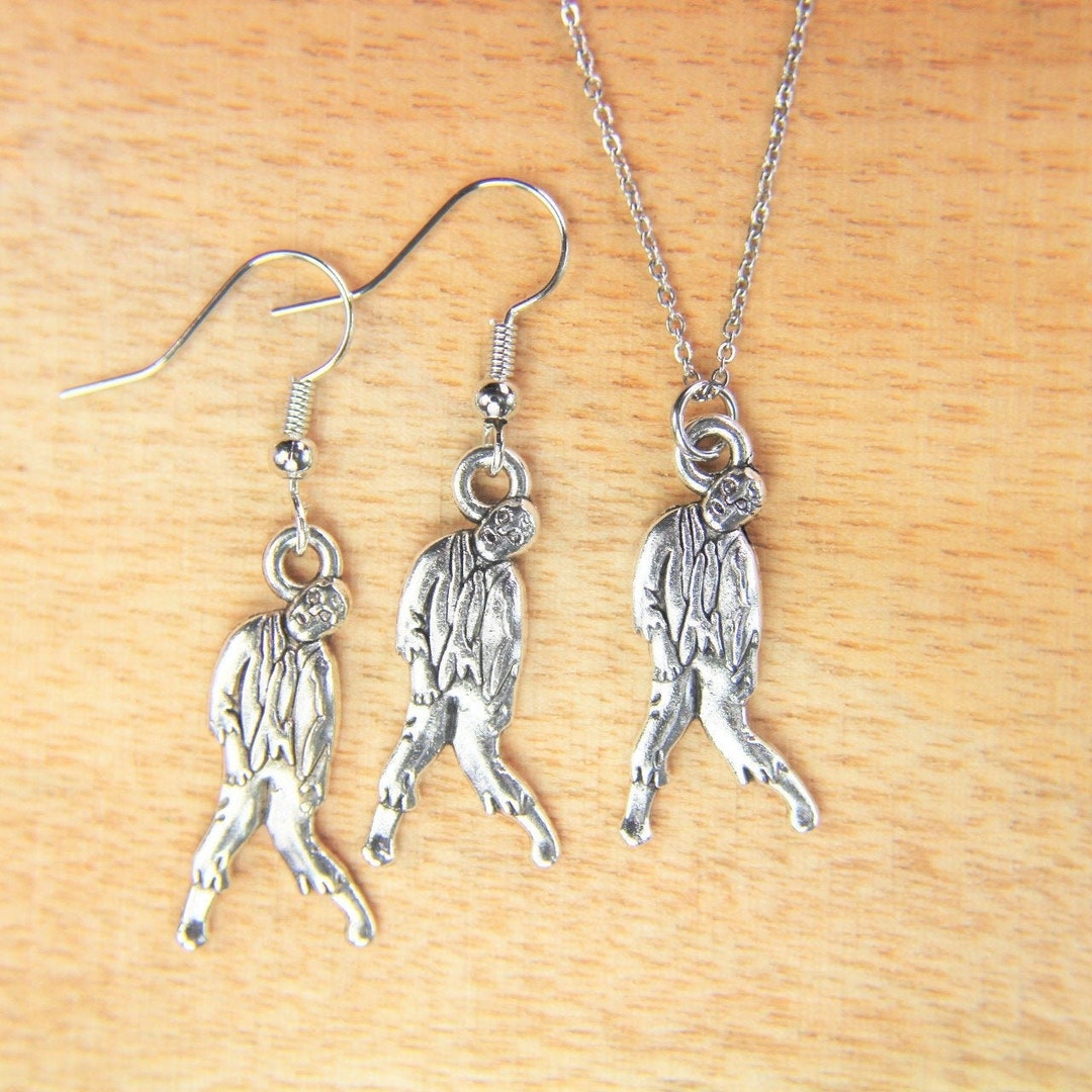 Zombie Earrings & Zombie Necklace Set Walking Corpse Charm Zombie ...