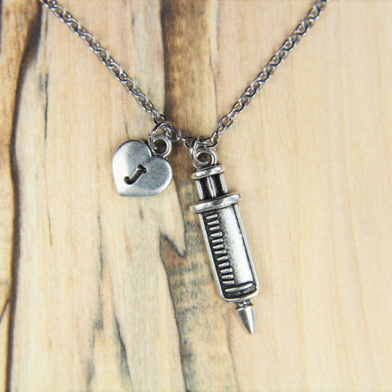 Christmas Gift Silver Medical Syringe Charm Necklace Syringe | Etsy